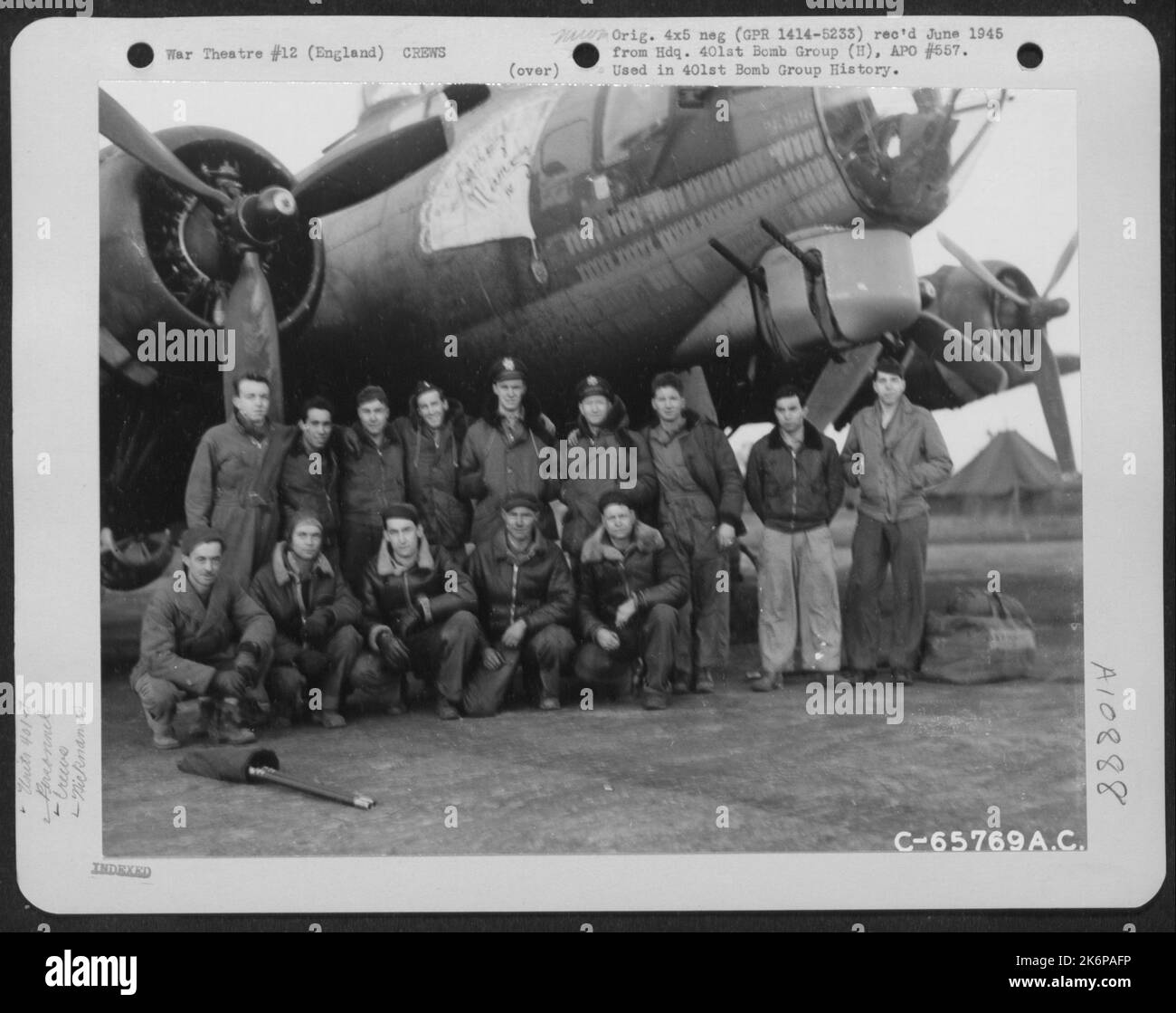 Lt. Cox And Crew Of The 401St Bomb Group, In Front Of A Boeing B-17 ...
