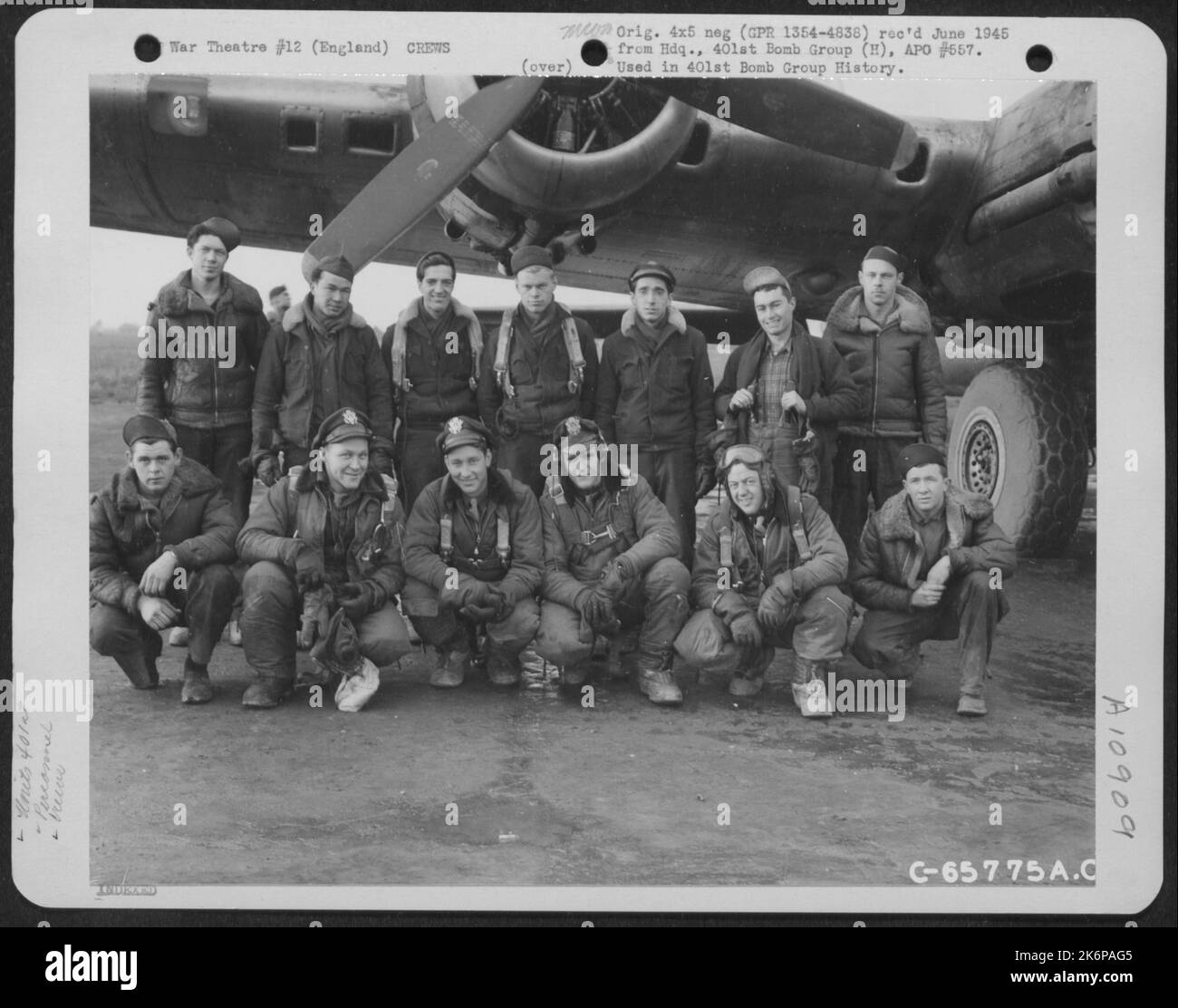 Lt. Djernes And Crew Of The 401St Bomb Group, In Front Of A Boeing B-17 ...