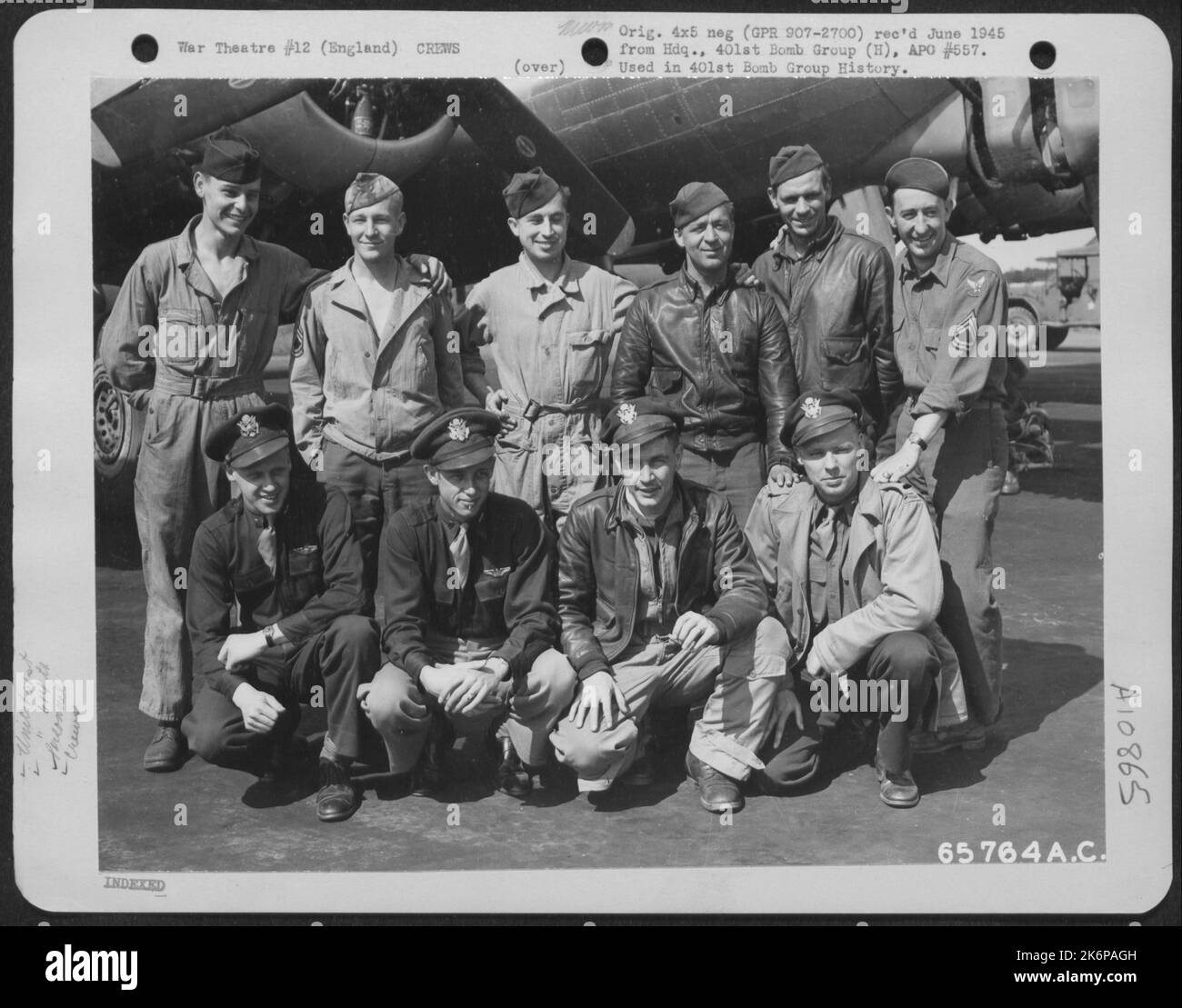 Capt. Cammack And Crew Of The 614Th Bomb Squadron, 401St Bomb Group In Front Of A Boeing B-17 ...