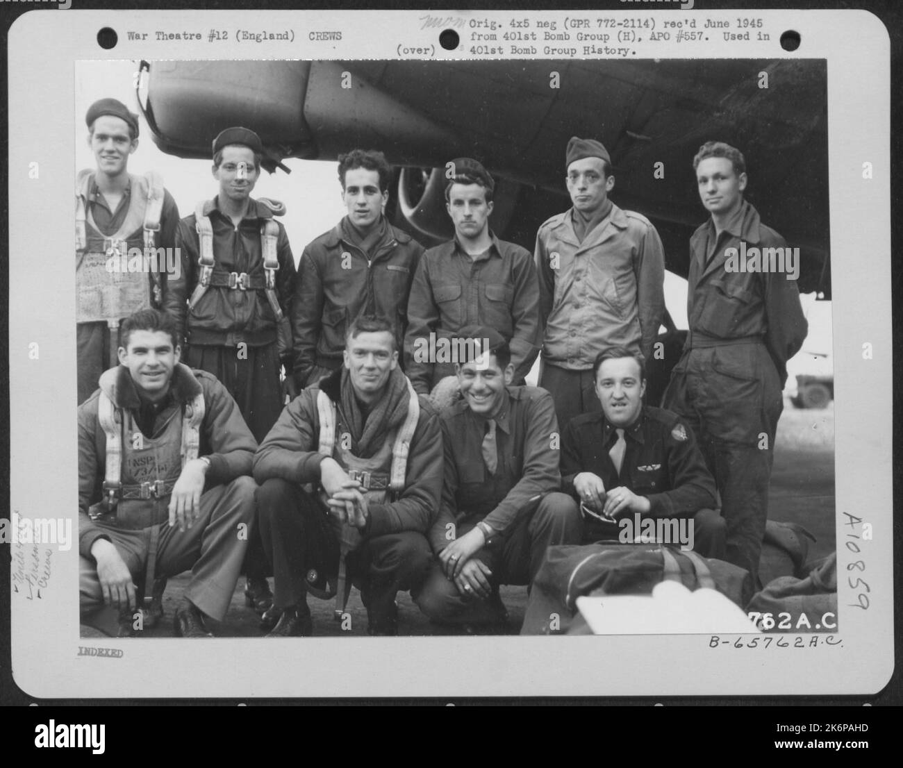 Lt. Mccord And Crew Of The 401St Bomb Group, Beside A Boeing B-17 ...