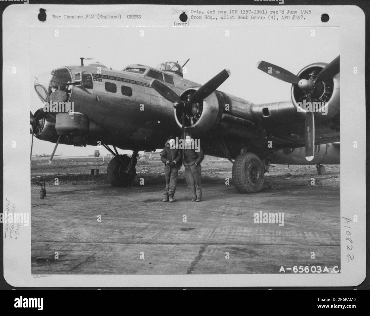 Two Crew Members Of The 401St Bomb Group In Front Of The Boeing B-17 ...
