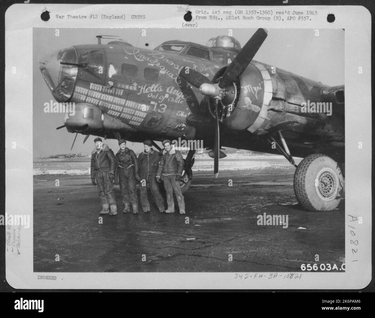 Four Crew Members Of The 401St Bomb Group In Front Of The Boeing B-17 ...