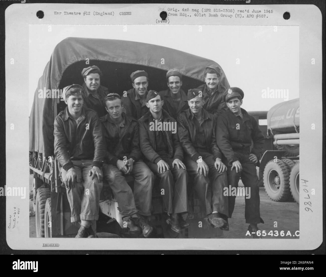 Crew 14 Of The 614Th Bomb Squadron, 401St Bomb Group, Pose In The Back ...