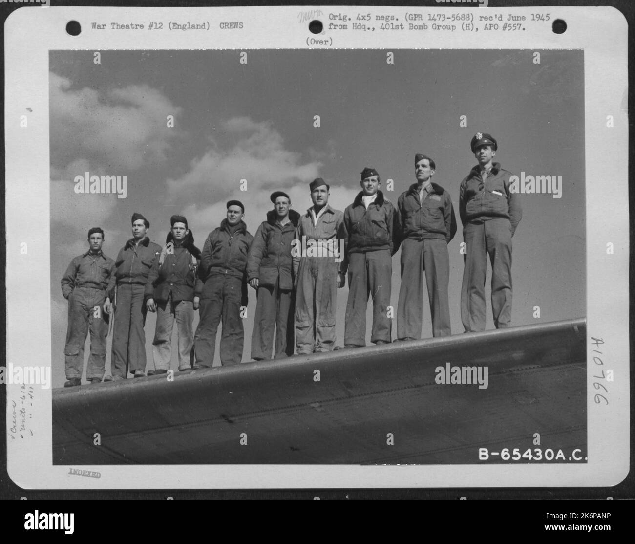 Crew 12 Of The 612Th Bomb Squadron, 401St Bomb Group, Pose On The Wing ...