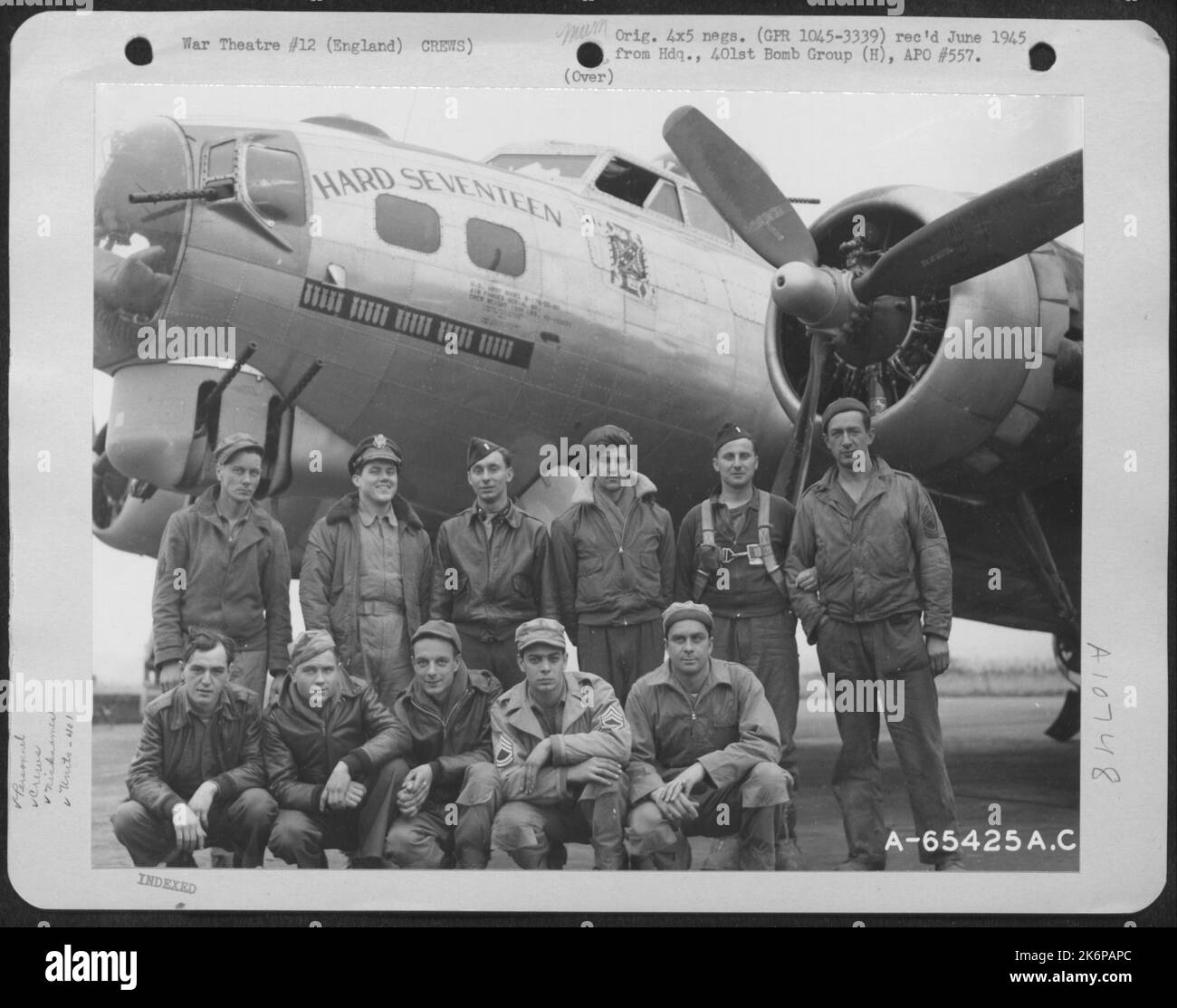 Lt. Kovach And Crew Of The 401St Bomb Group, In Front Of A Boeing B-17 ...