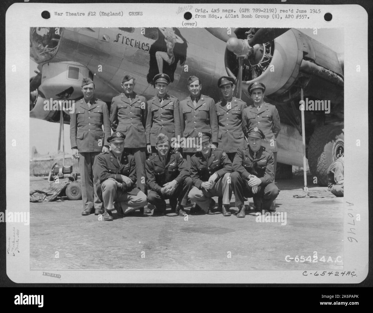 Crew Of The Boeing B-17 "Flying Fortress" "Freckles' Pose Beside Their ...