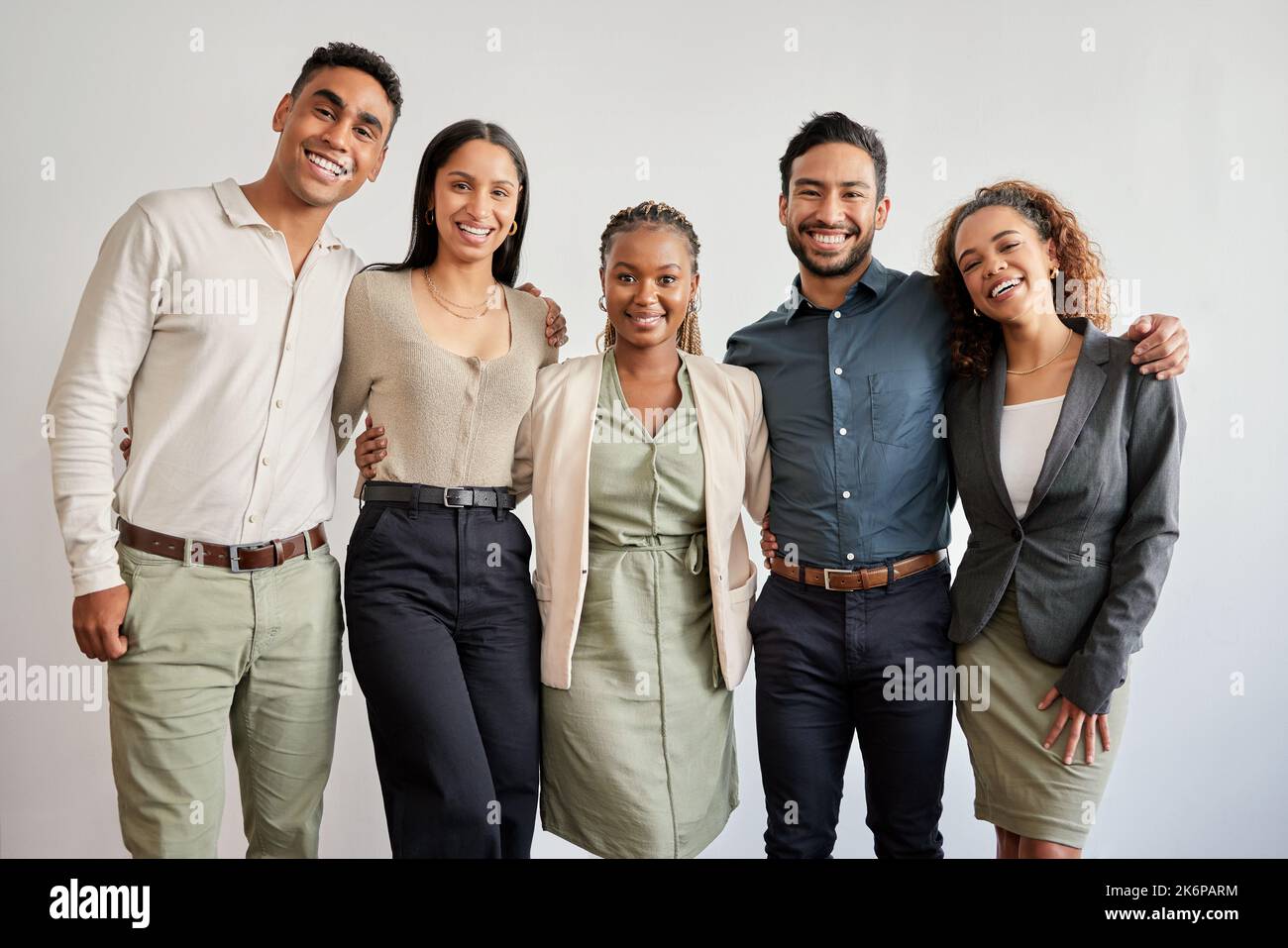 The team that stands together, stays together. Portrait of a group of ...