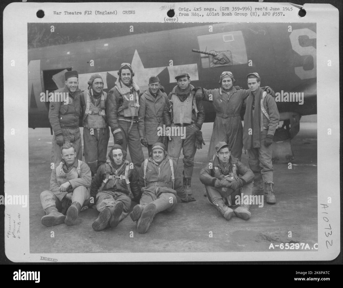 Lt. Kelly And Crew Of The 401St Bomb Group, Pose Beside A Boeing B-17 ...