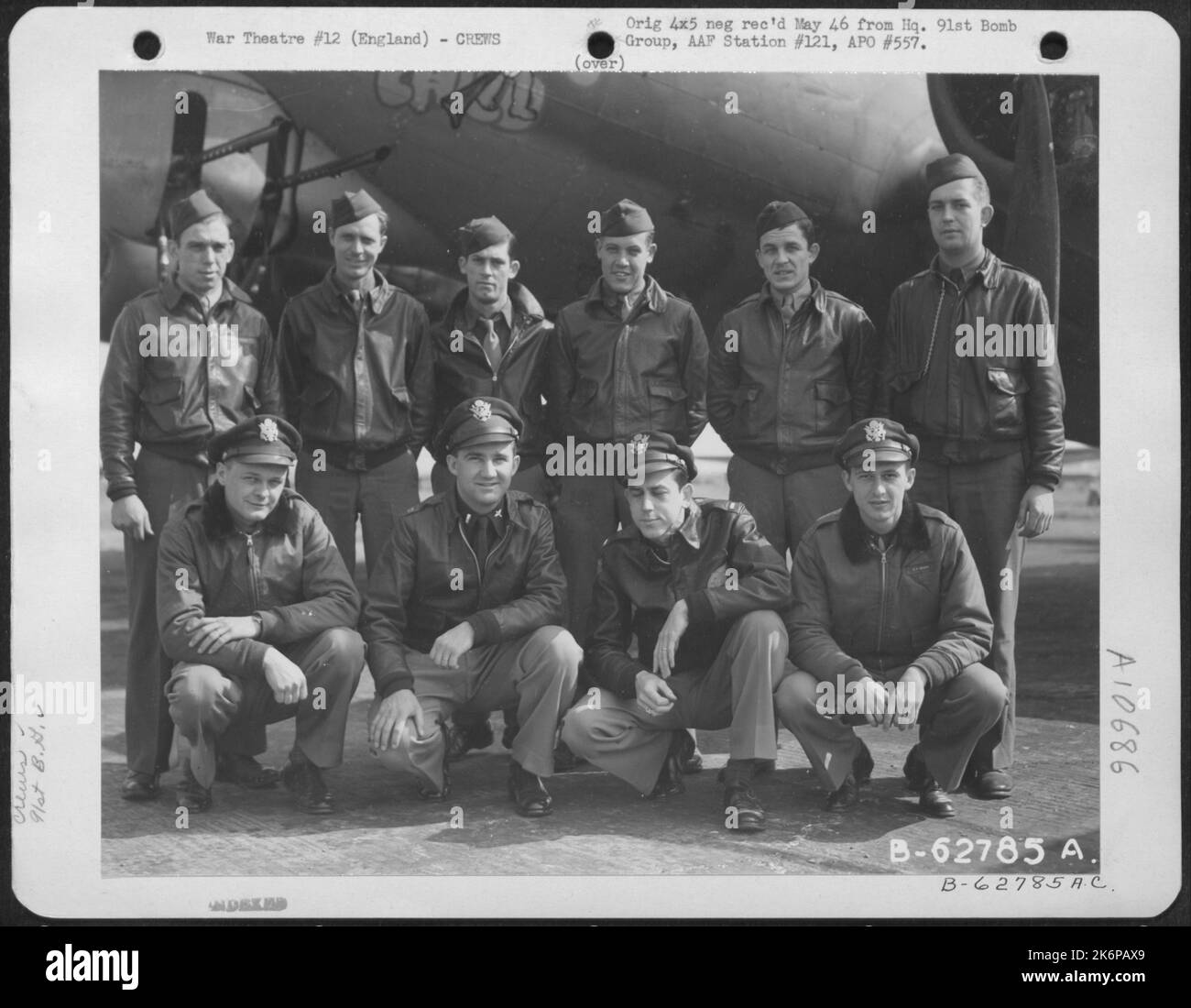 Combat Crew Of The 91St Bomb Group, 8Th Air Force, Beside A Boeing B-17 ...