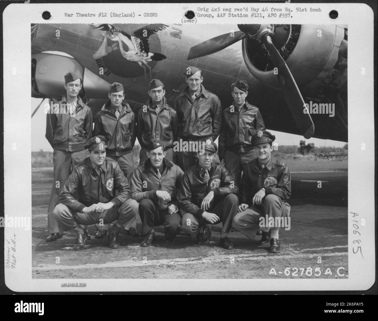 Combat Crew Of The 91St Bomb Group, 8Th Air Force, Beside A Boeing B-17 ...
