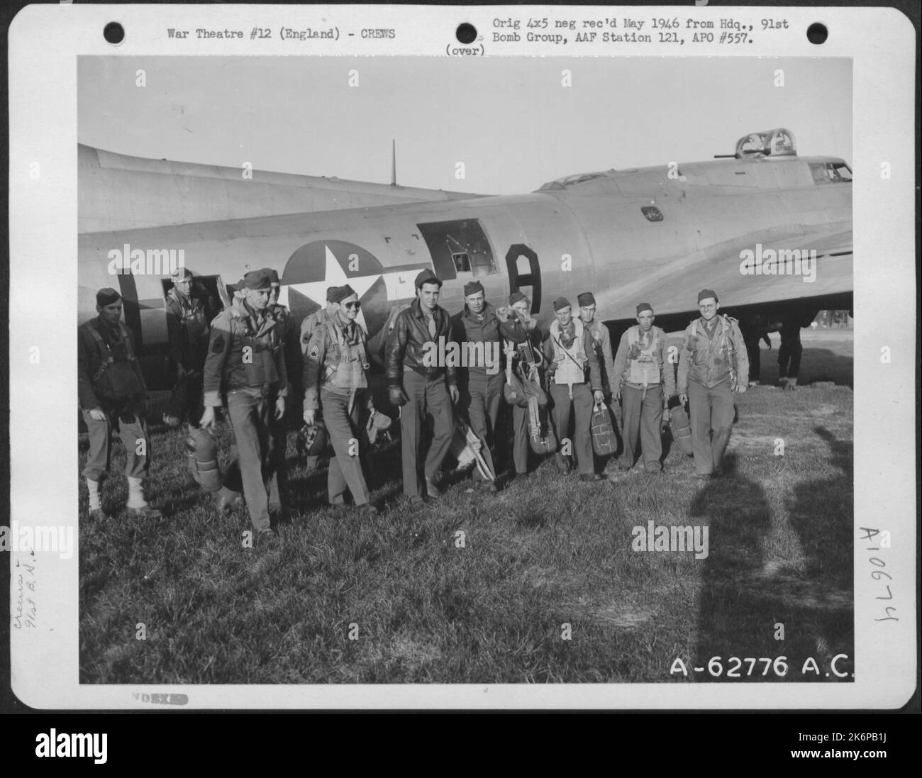 Crew Of The 91St Bomb Group, 8Th Air Force, Leave Their Plane After Bombing Mission. England ...