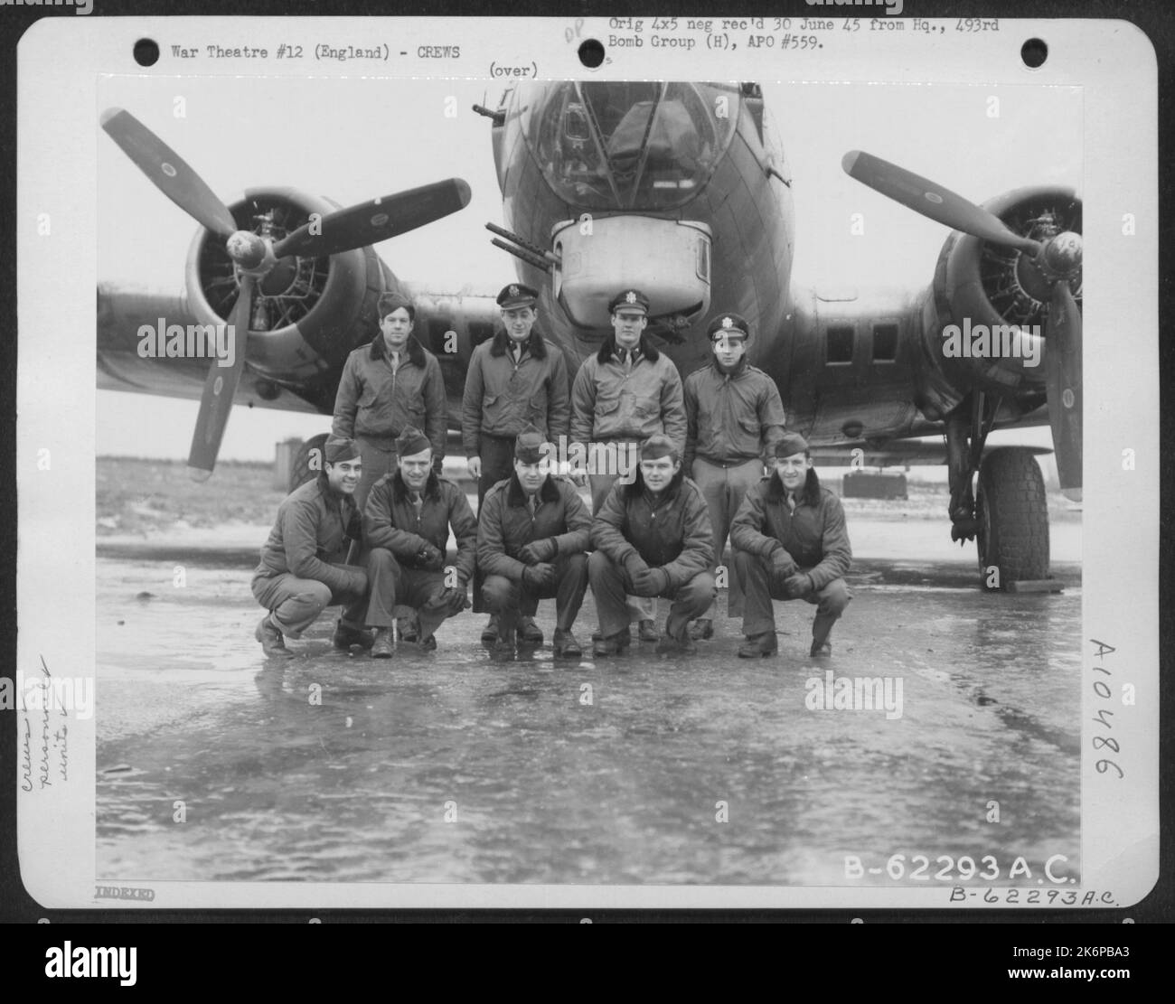 Lt. R. Sharp And Crew Of The 493Rd Bomb Group, 8Th Air Force, In Front ...