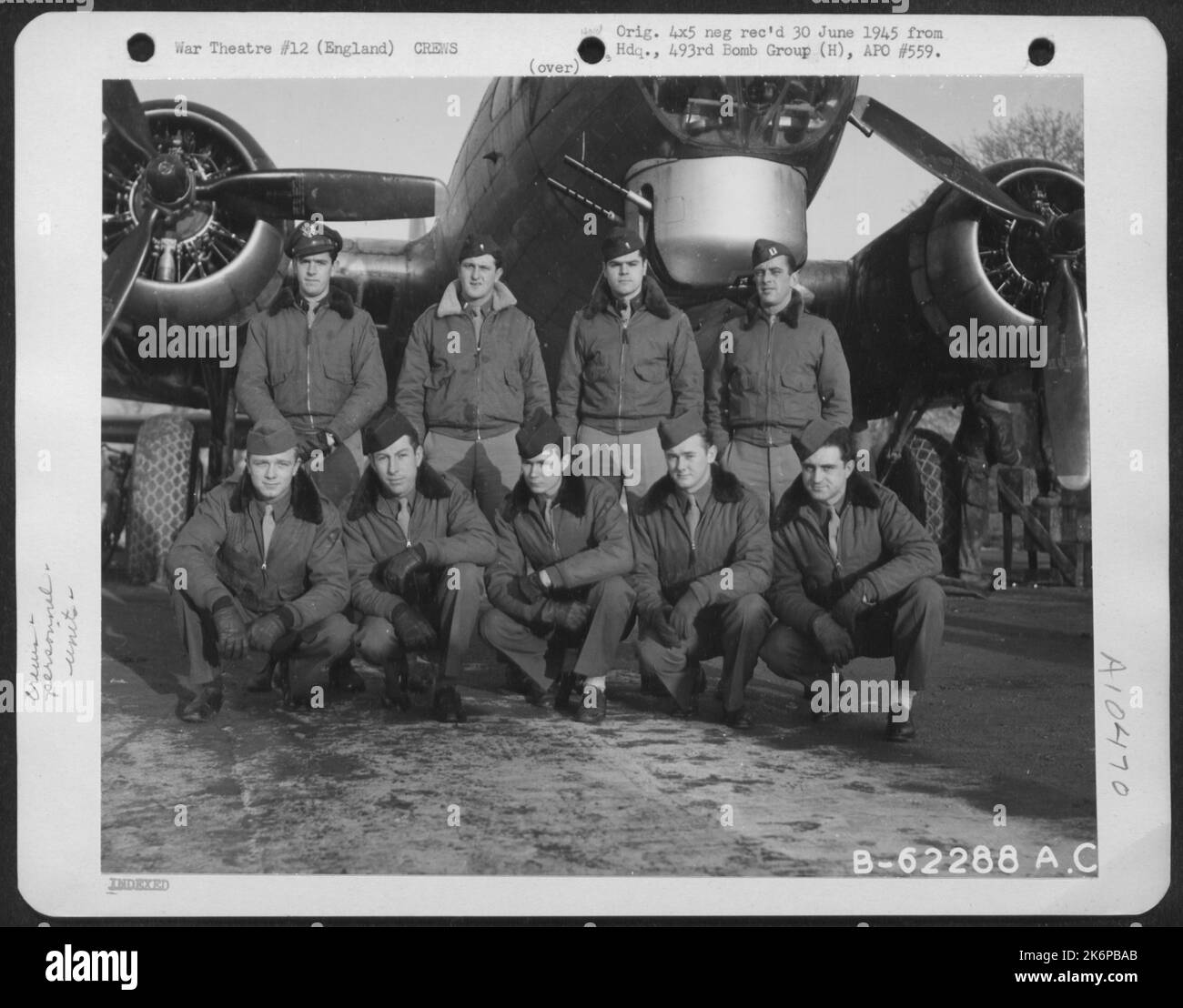 Lt. Mcfarland And Crew Of The 493Rd Bomb Group, 8Th Air Force, In Front ...