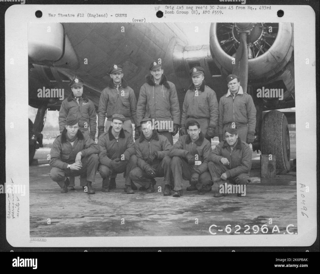 Lt. H. Skeen And Crew Of The 493Rd Bomb Group, 8Th Air Force In Front ...