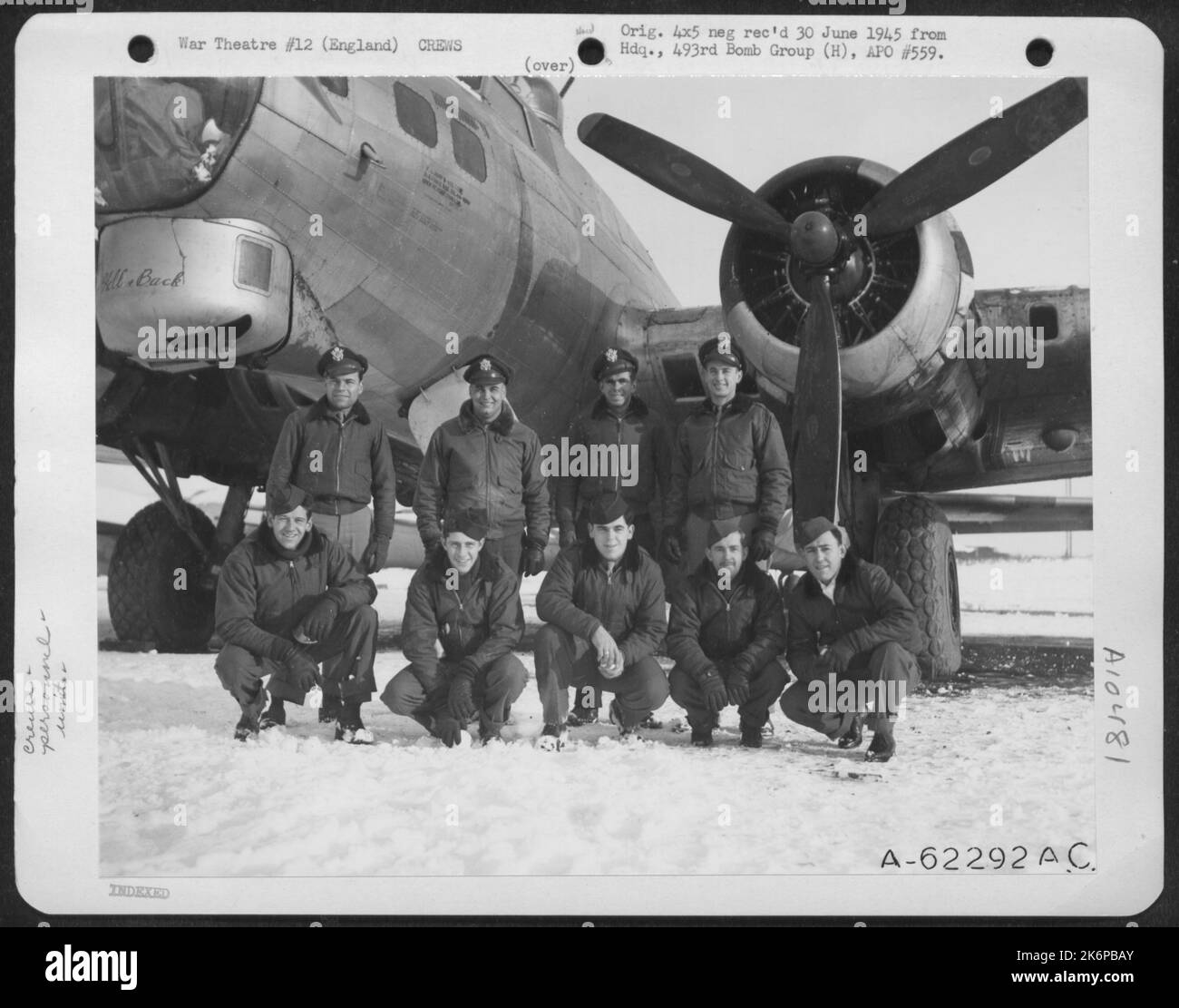Lt. Jones And Crew Of The 493Rd Bomb Group, 8Th Air Force, In Front Of ...