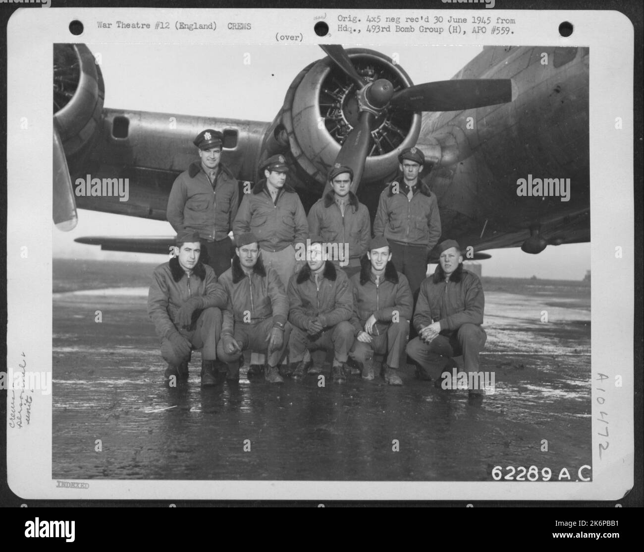 Lt. Shaw And Crew Of The 493Rd Bomb Group, 8Th Air Force, In Front Of A ...