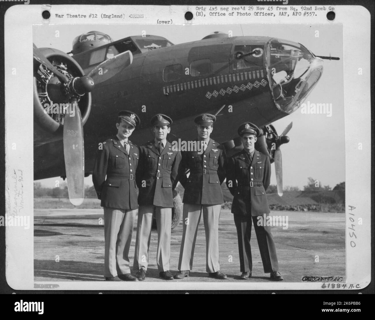 Lt. Grabowski And Crew Of The 92Nd Bomb Group Pose Beside A Boeing B-17 ...
