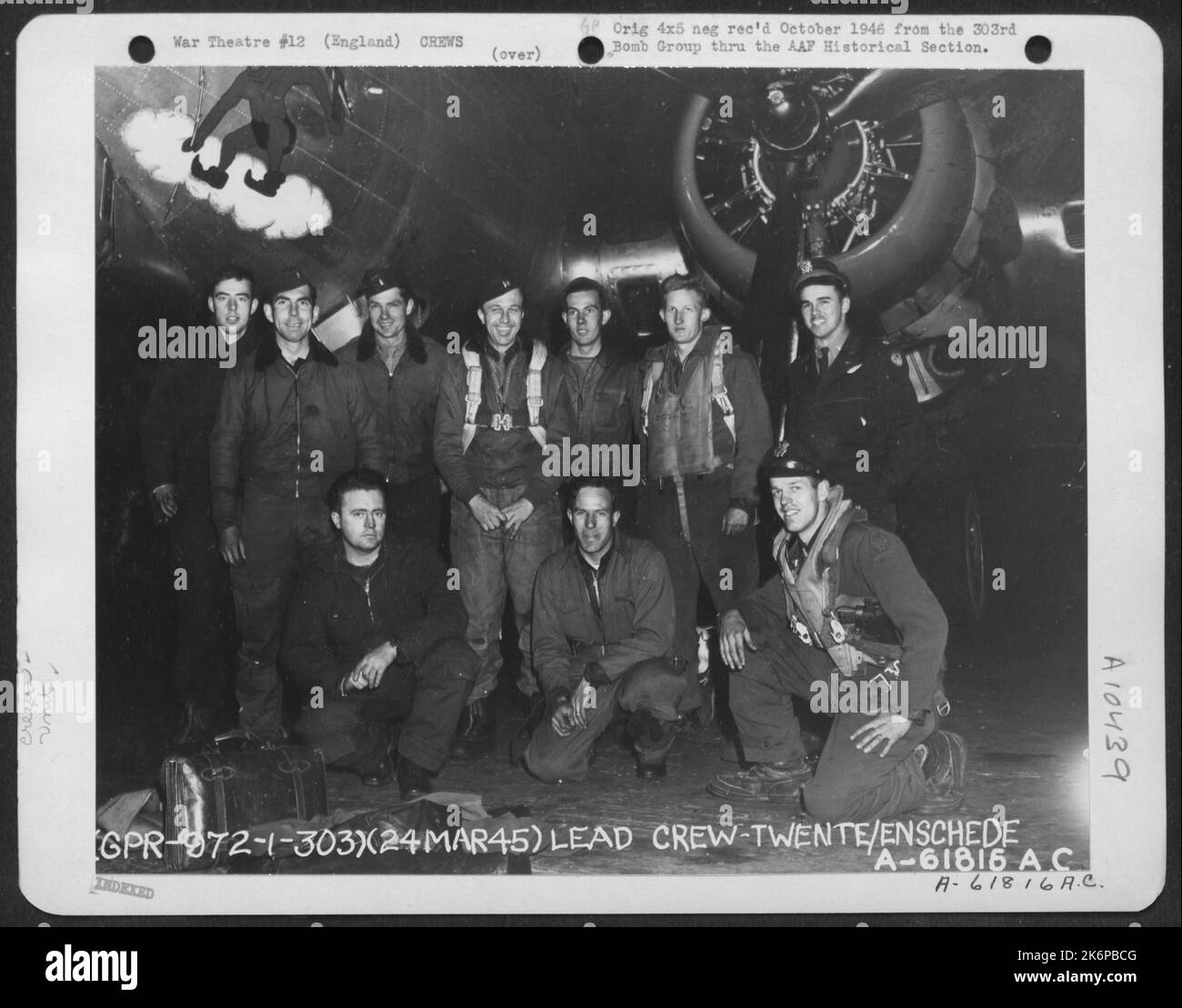 Lead Crew On A Bombing Mission To Twente/Enschede, Holland, Pose In ...