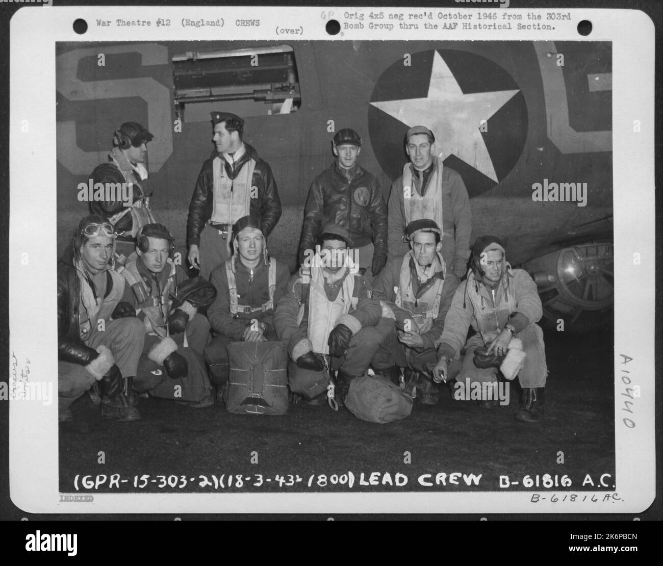 Lead Crew On The 303Rd Bomb Group, England, Pose In Front Of A Boeing B ...
