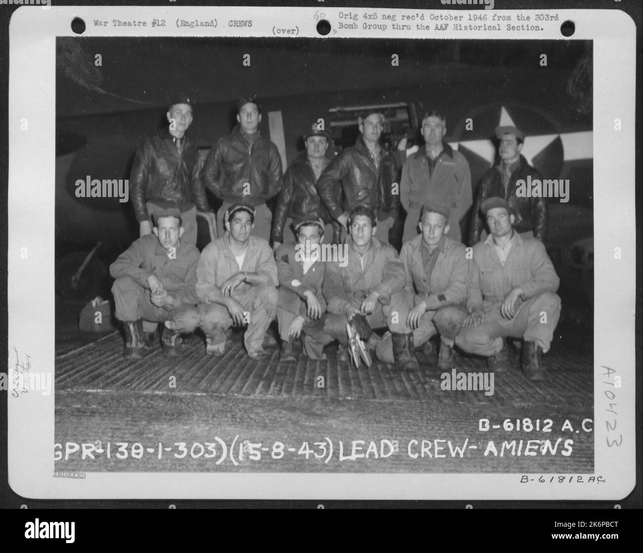 Lead Crew On A Bombing Mission To Amiens, France, Pose In Front Of The ...