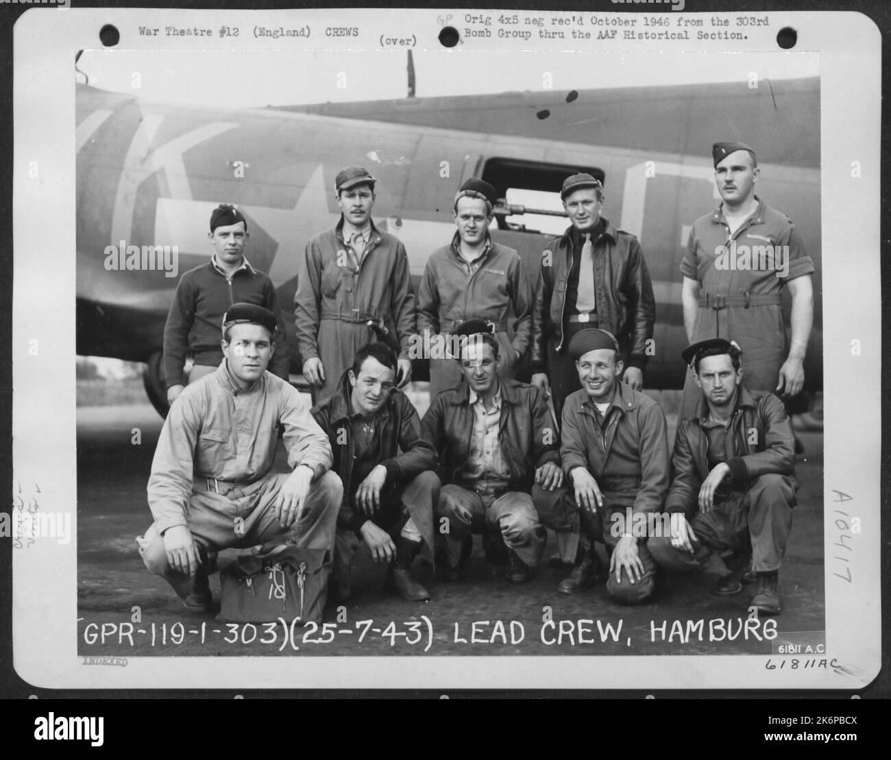 Lead Crew On A Bombing Mission To Hamburg, Germany Pose In Front Of The ...