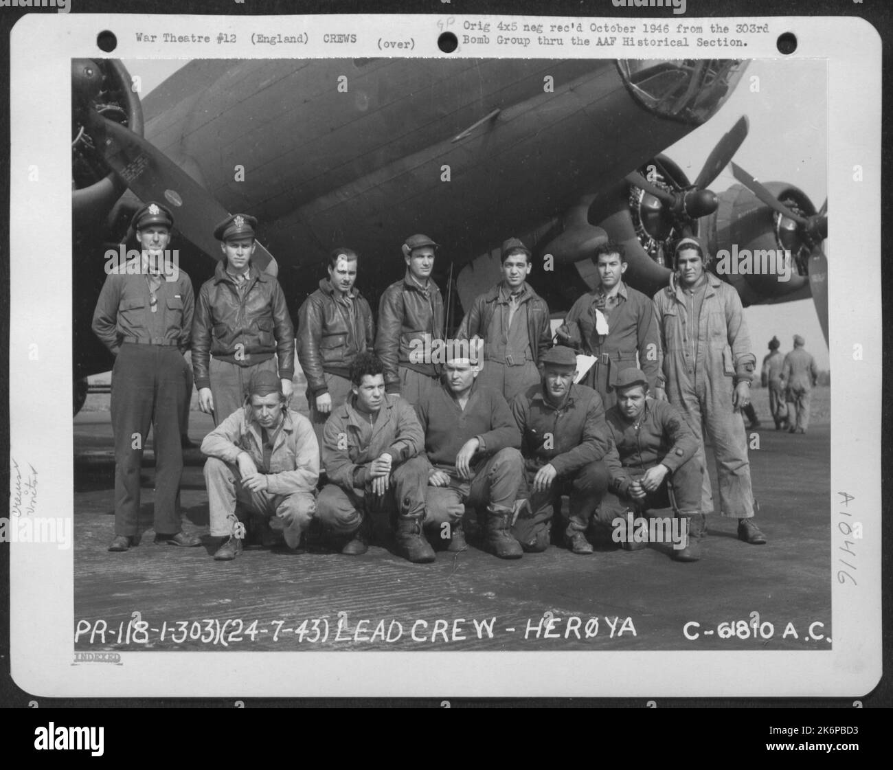 Lead Crew On A Bombing Mission To Heroya, Norway Pose In Front Of The ...