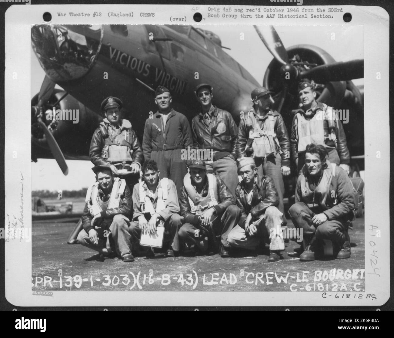 Lead Crew On A Bombing Mission To Lebourget, France, Pose In Front Of ...