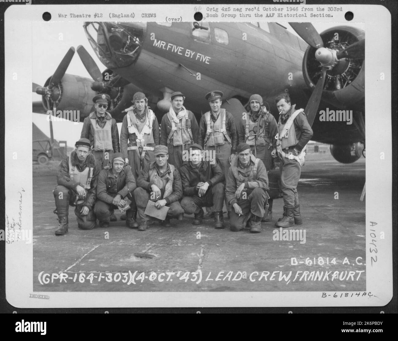 Lead Crew On A Bombing Mission To Frankfurt, Germany, Pose In Front Of ...