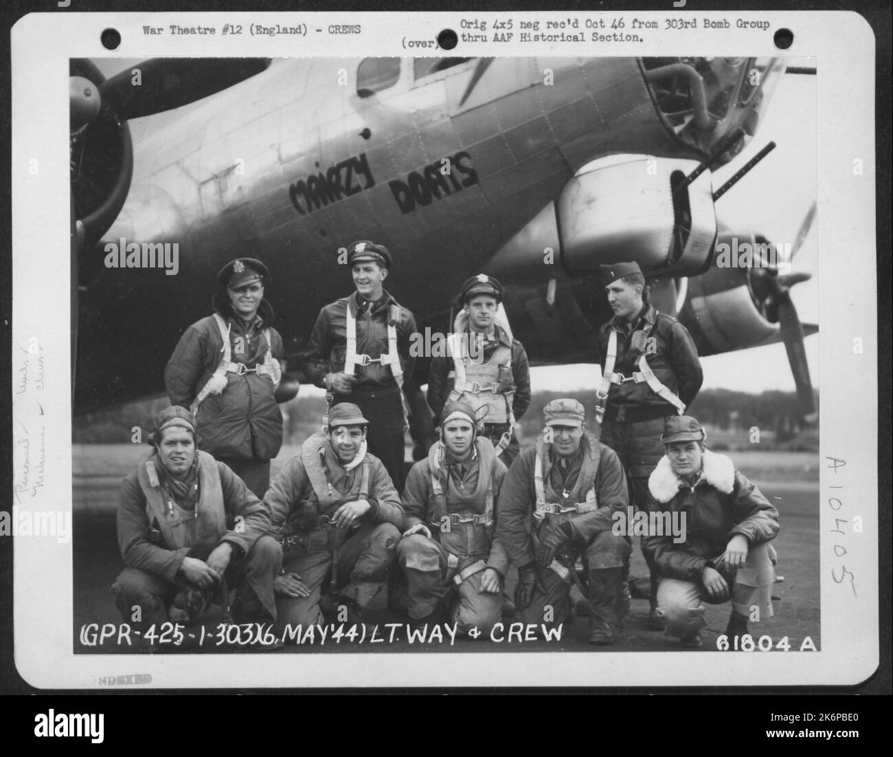 Lt. Way And Crew Of The 303Rd Bomb Group Beside The Boeing B-17 "Flying ...