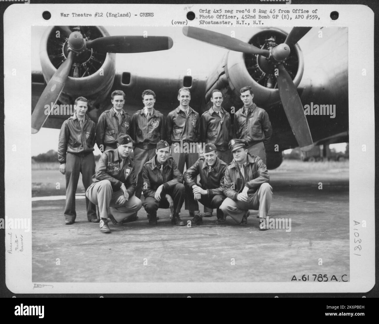 Lt. Hill And Crew Of The 452Nd Bomb Group Beside A Boeing B-17 "Flying ...