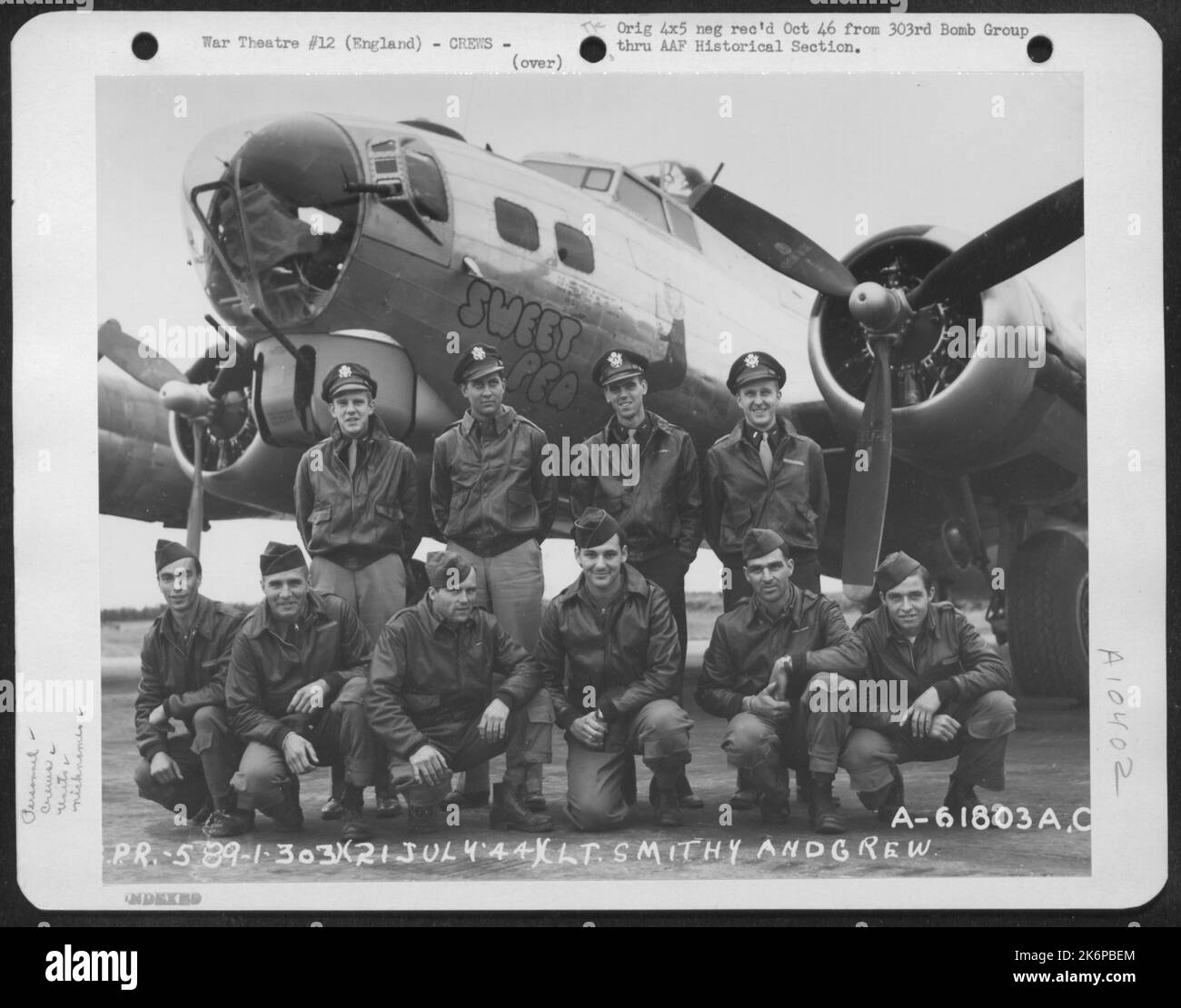 Lt. Smithy And Crew Of The 303Rd Bomb Group Beside The Boeing B-17 ...