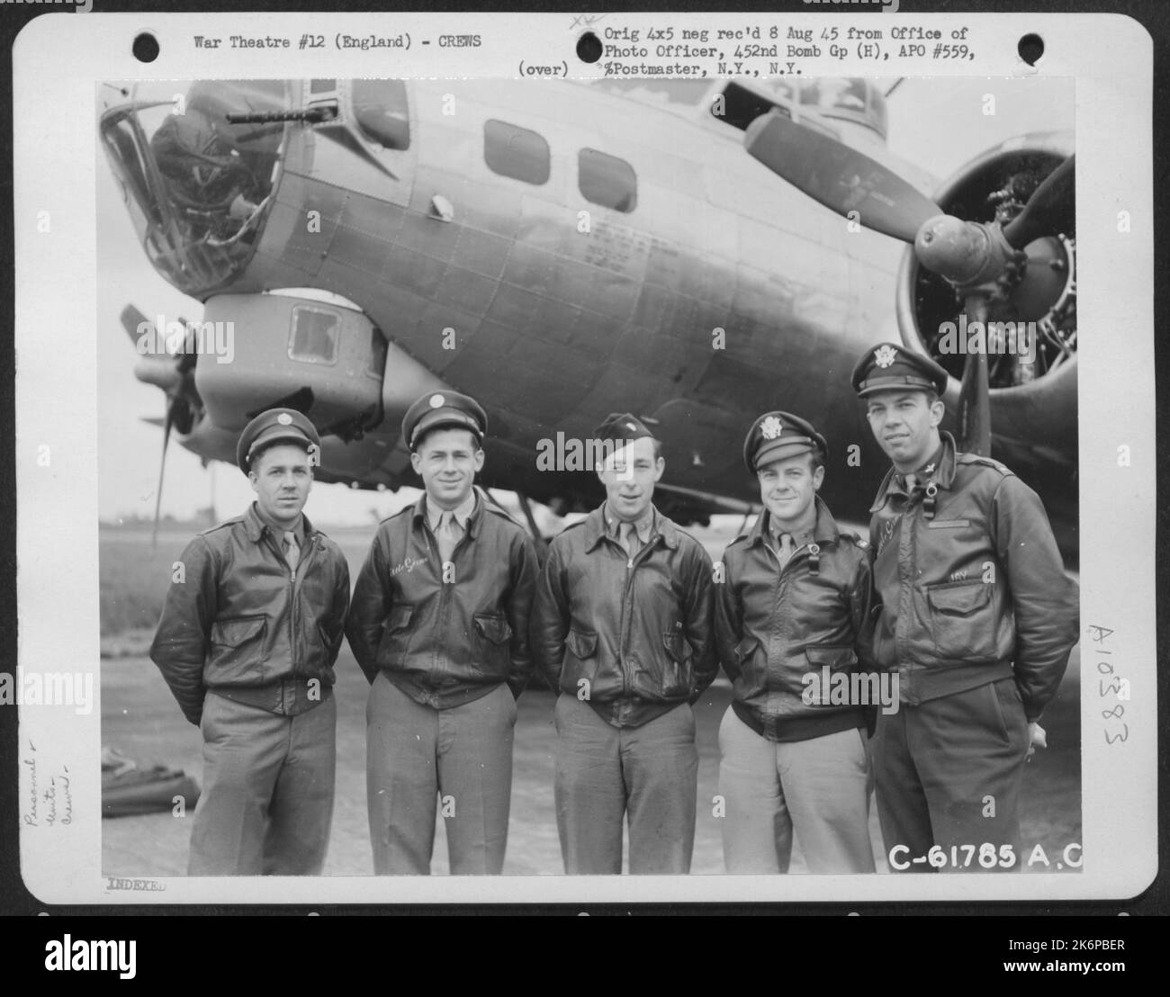 Lt. Sargent And Crew Of The 452nd Bomb Group Beside A Boeing B-17 Stock ...