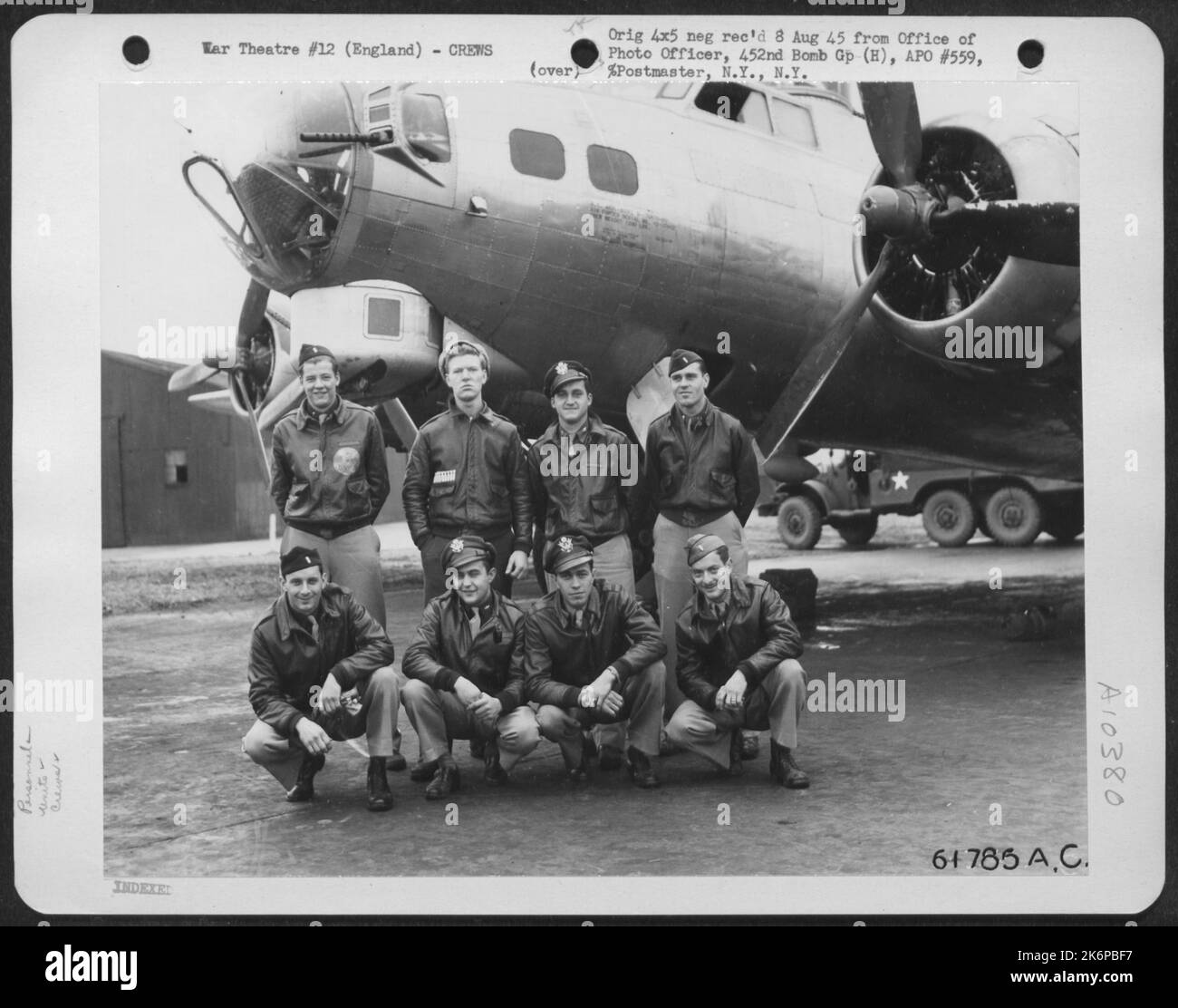 Lt. Minardi And Crew Of The 452Nd Bomb Group Beside A Boeing B-17 ...