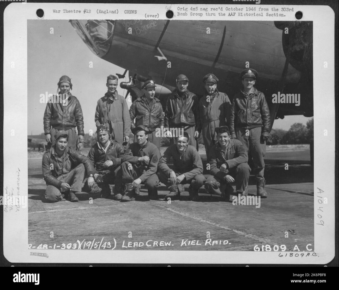 Lead Crew On Bombing Mission To Kiel, Germany, Pose In Front Of The ...