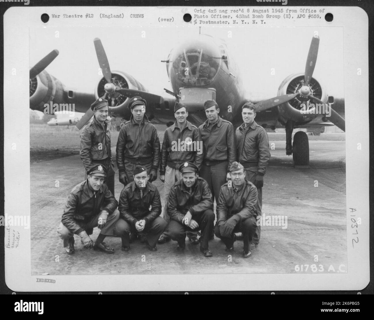 Lt. Everhart And Crew Of The 452Nd Bomb Gp Beside A Boeing B-17 "Flying ...