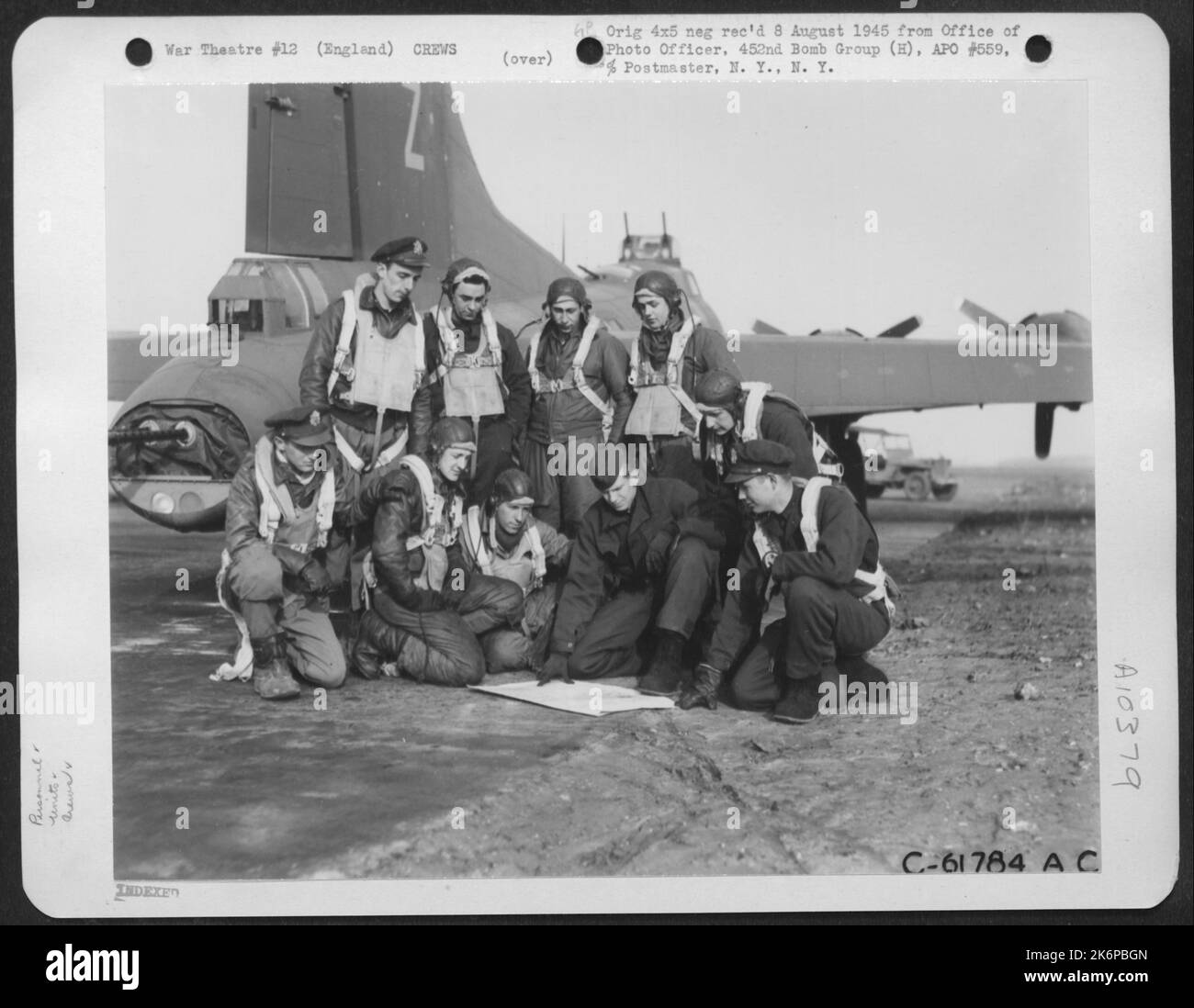 Lt. O'Farrell And Crew Of The 452Nd Bomb Group Beside A Boeing B-17 ...