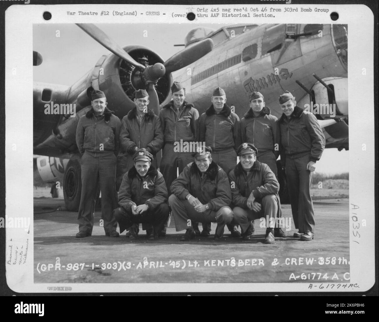 Lt. Kentsbeer And Crew Of The 358Th Bomb Squadron, 303Rd Bomb Group ...