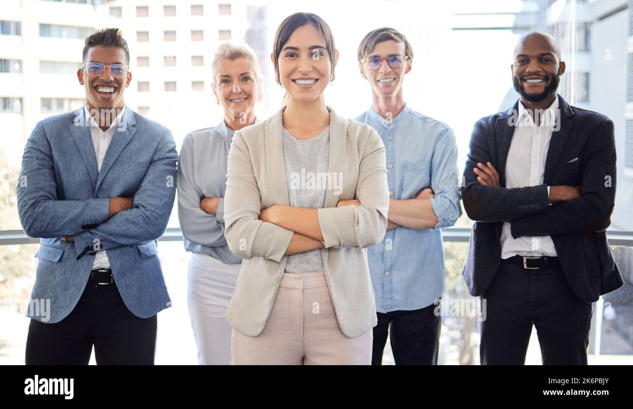 Nothing will stop us from moving forward. Portrait of a group of ...