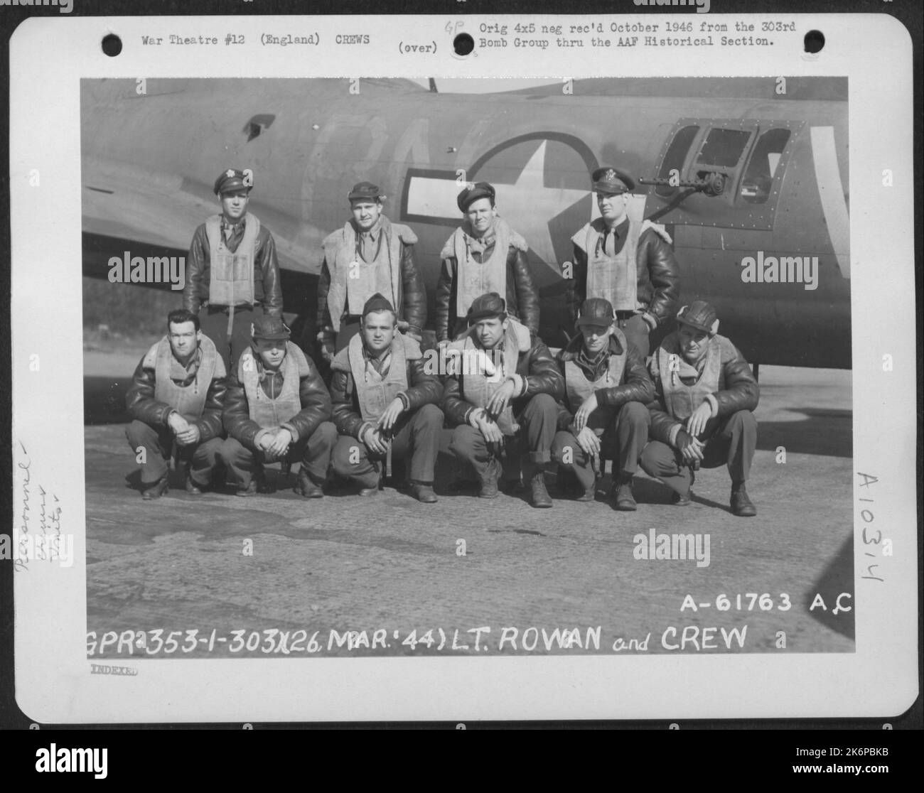 Lt. Rowan And Crew Of The 303Rd Bomb Group Beside A Boeing B-17 "Flying ...