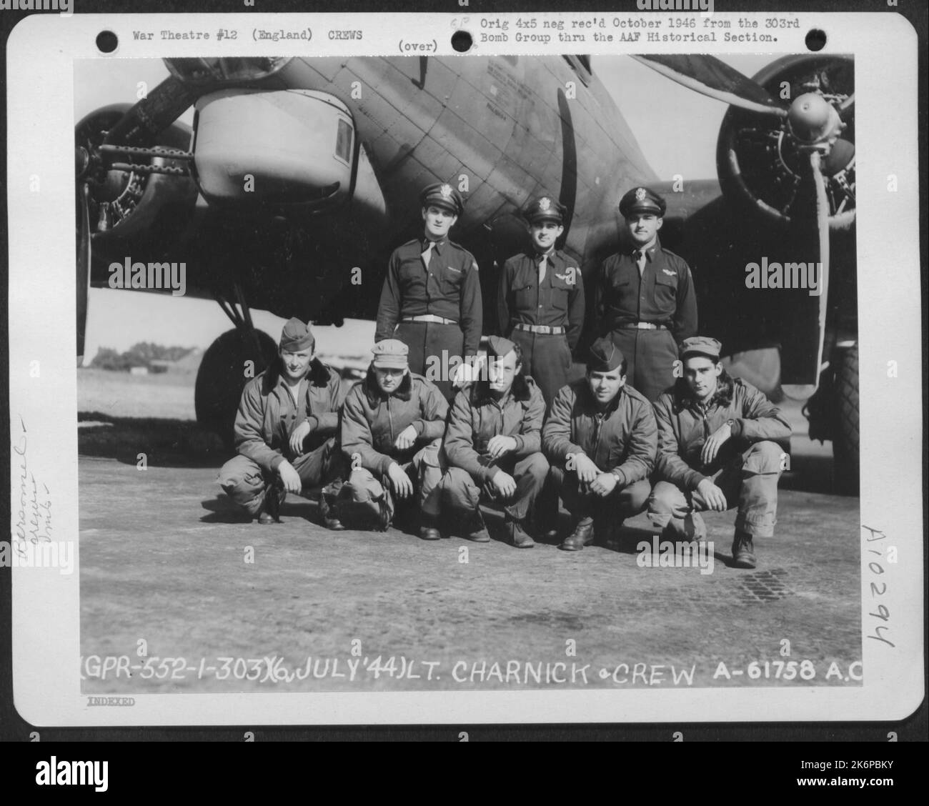 Lt. Charnick And Crew On 303Rd Bomb Group Beside The Boeing B-17 Flying ...