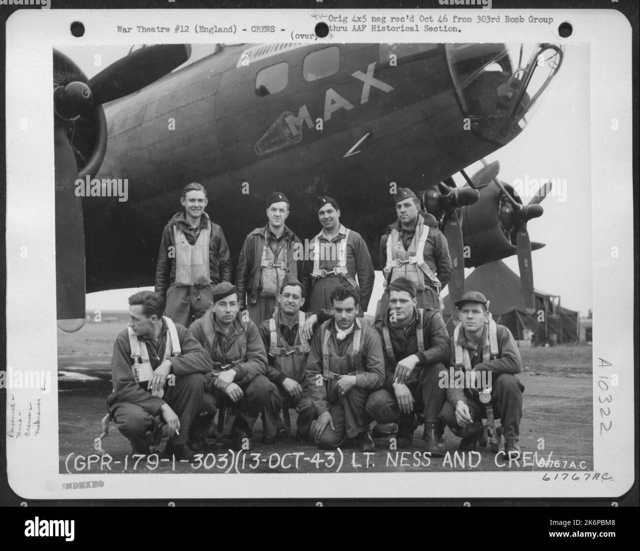 Lt. Ness And Crew Of The 360Th Bomb Squadron, 303Rd Bomb Group, Beside ...