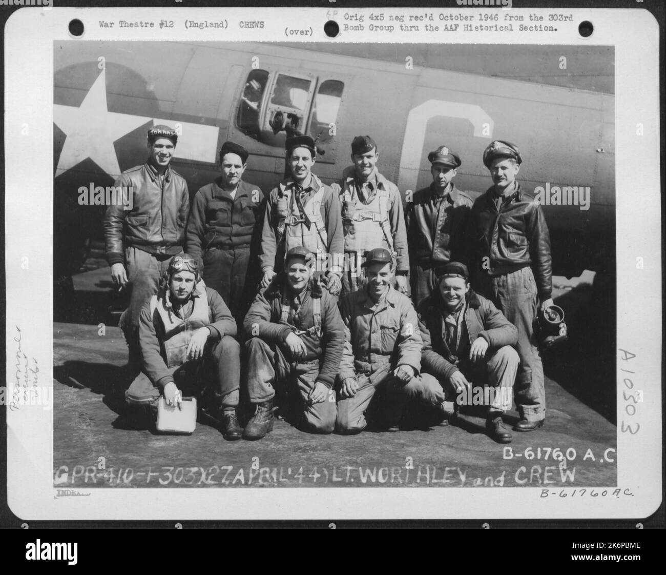 Lt. Worthley And Crew Of The 303Rd Bomb Group Beside A Boeing B-17 ...