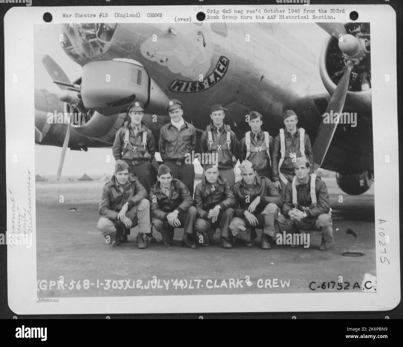 Lt. Clark And Crew Of The 303Rd Bomb Group Beside A Boeing B-17 "Flying ...