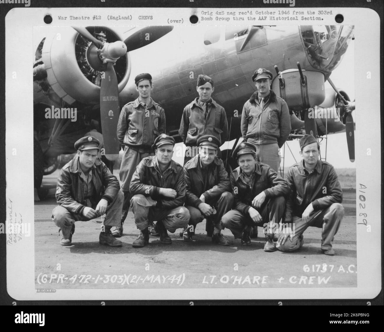 Lt. Phil W. O'Hare And Crew On 303Rd Bomb Group Beside The Boeing B-17 ...
