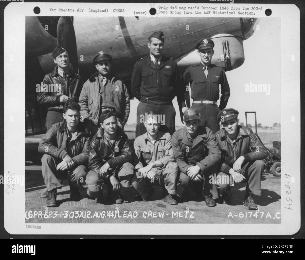 Lead Crew On Bombing Mission To Metz, Germany, Beside A Boeing B-17 ...