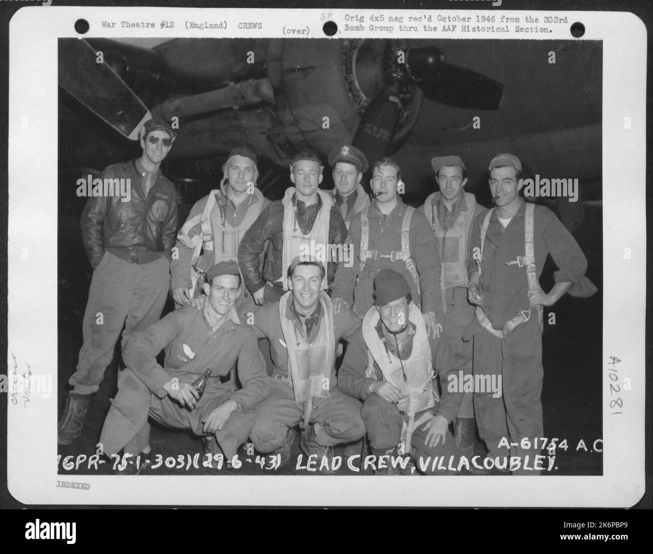 Lead Crew On Bombing Mission To Coublay, France, Beside A Boeing B-17 ...