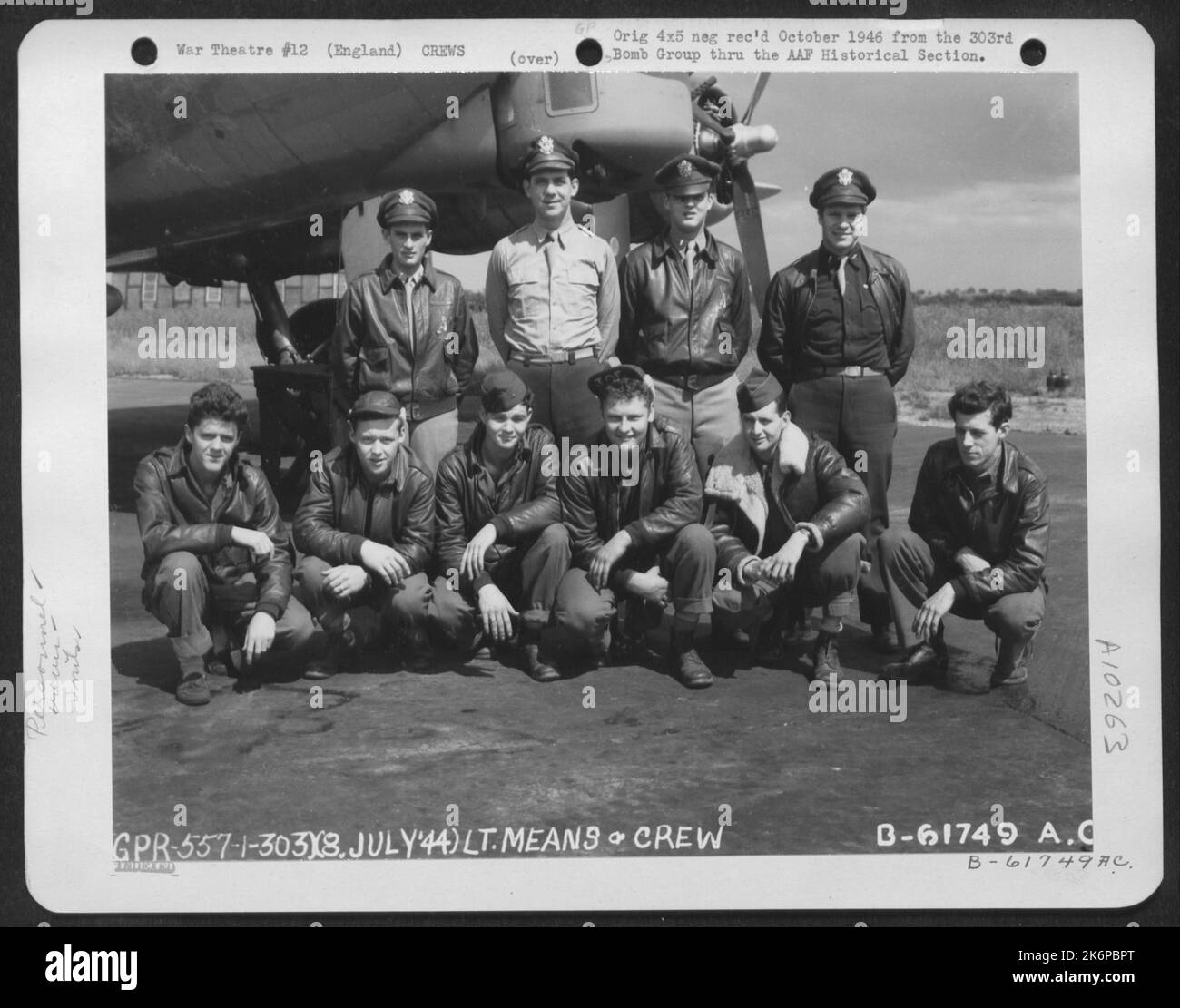 Lt. Means And Crew Of The 303Rd Bomb Group Beside A Boeing B-17 "Flying ...