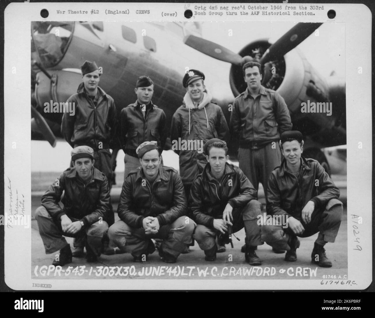 Lt. W.C. Crawford And Crew Of The 303Rd Bomb Group Beside A Boeing B-17 ...