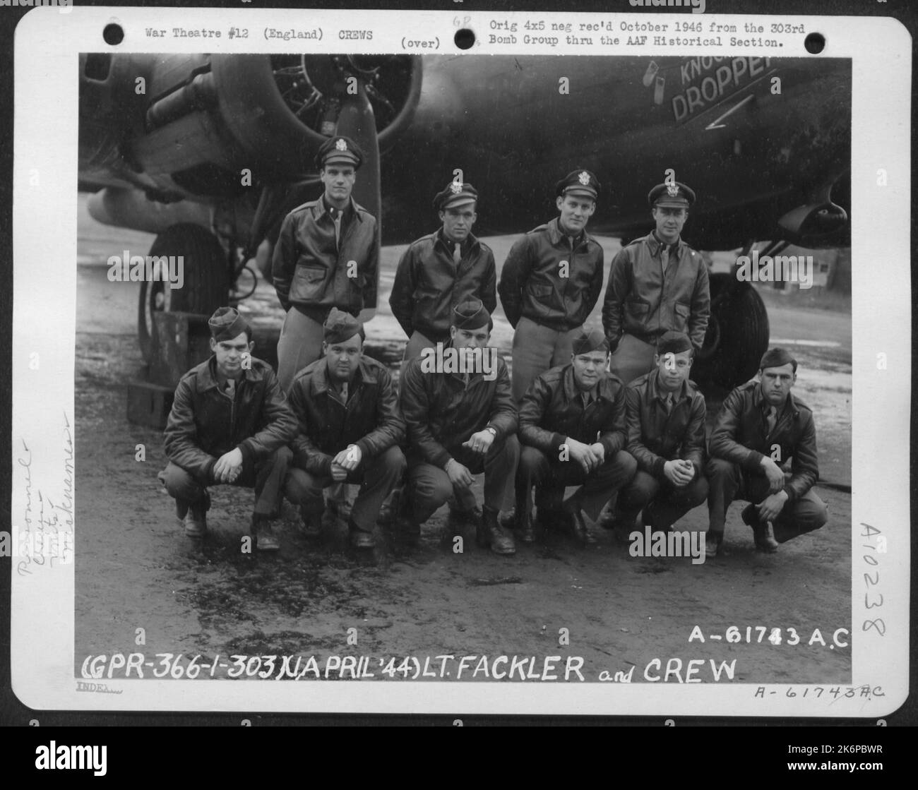 Lt. Fackler And Crew Of The 303Rd Bomb Group Beside A Boeing B-17 ...