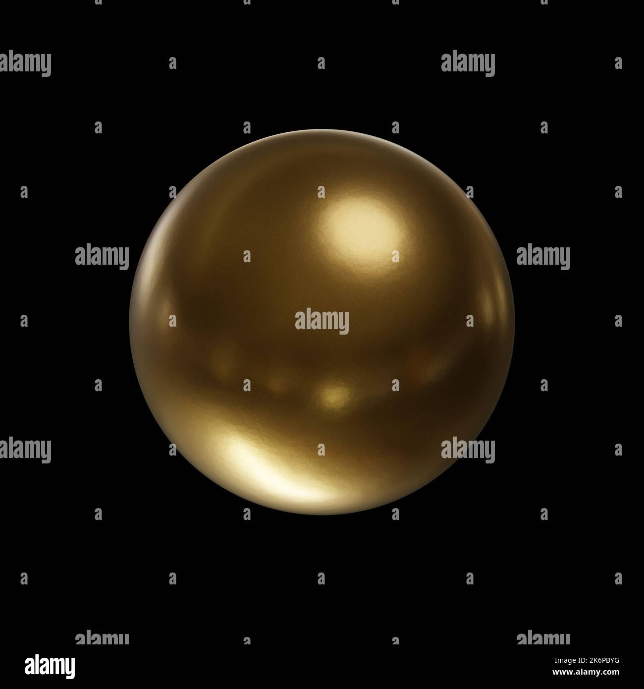Golden sphere. Render of golden and reflective metallic ball with ...